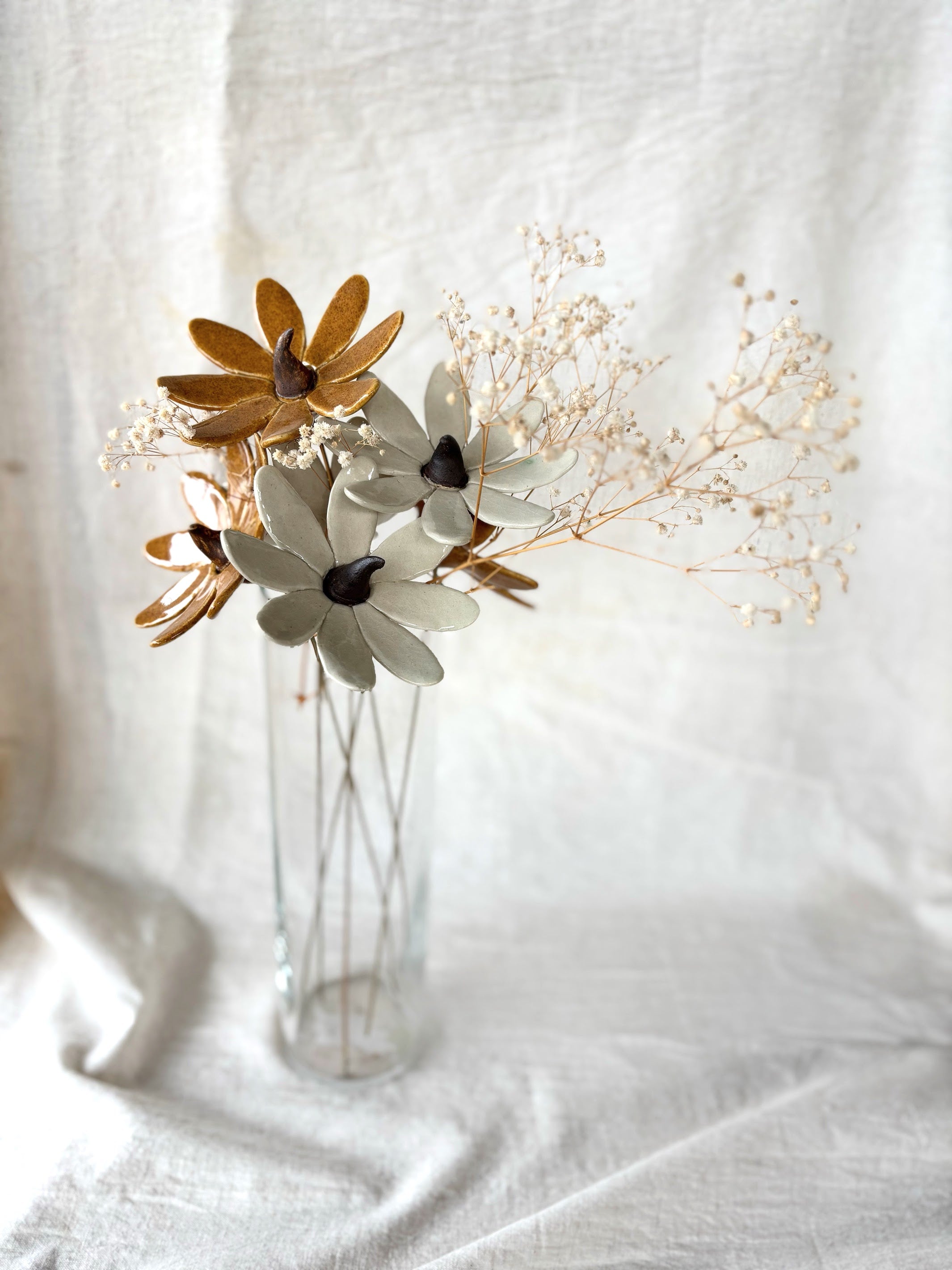 Ceramic Flower Stems | Sun Sprite - White