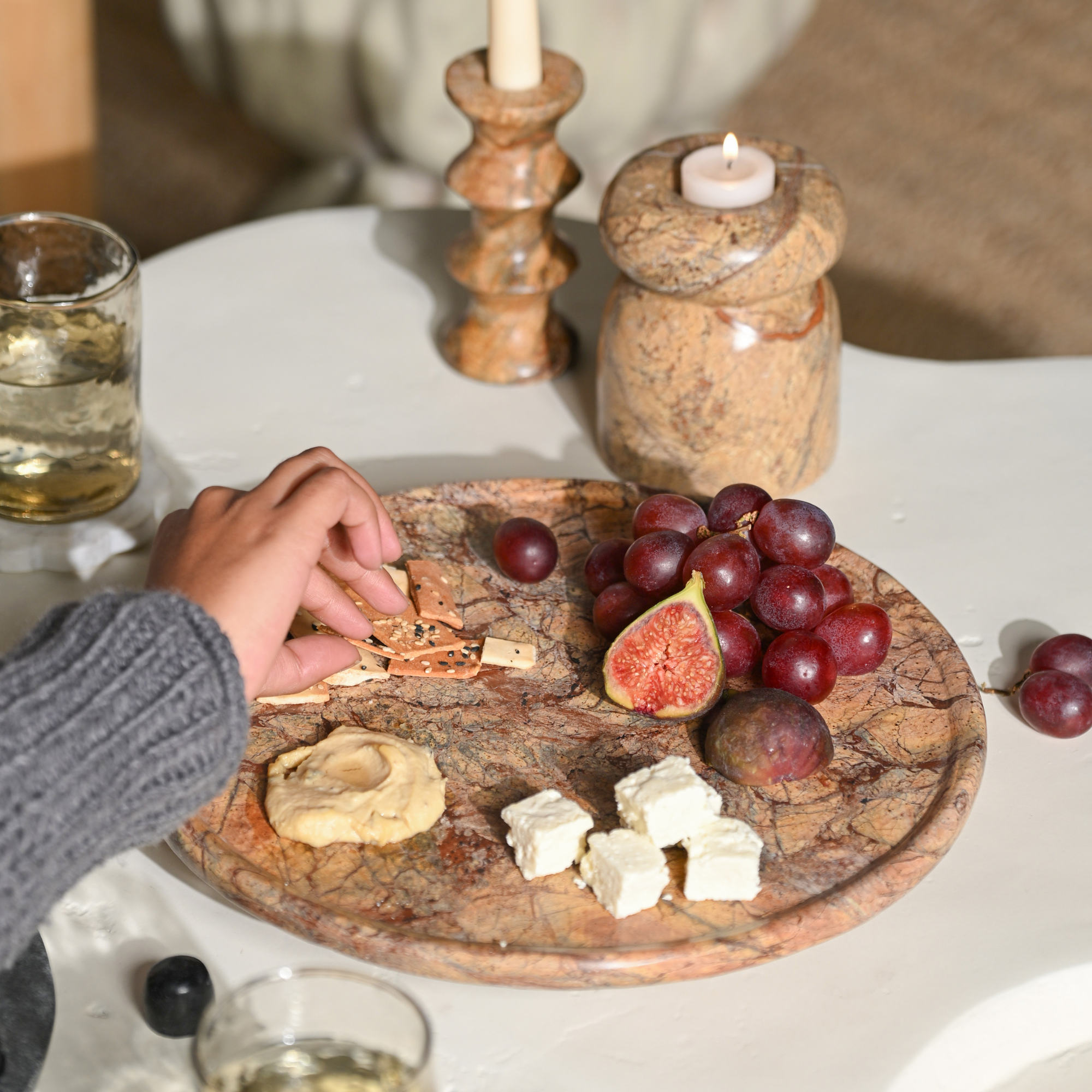 Plates & Platters | Strata Marble Lazy Susan Platter