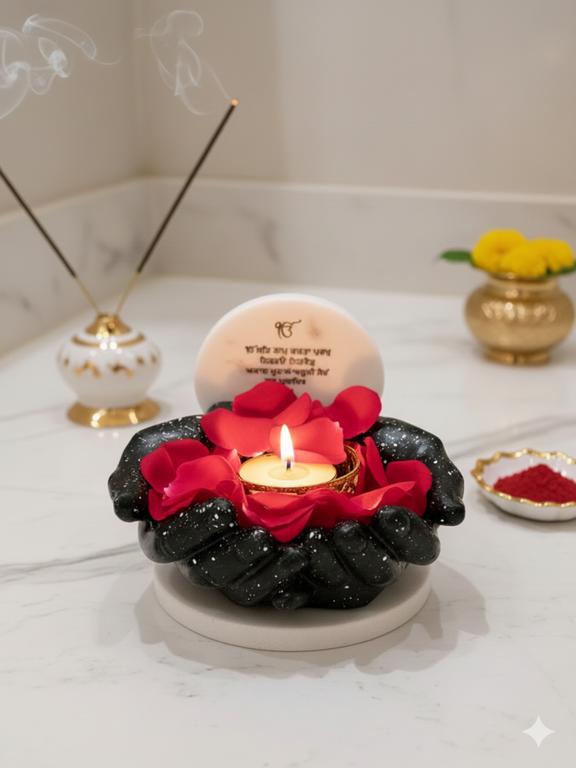 | Marble Ik Onkar Mantra With Black Hands Base