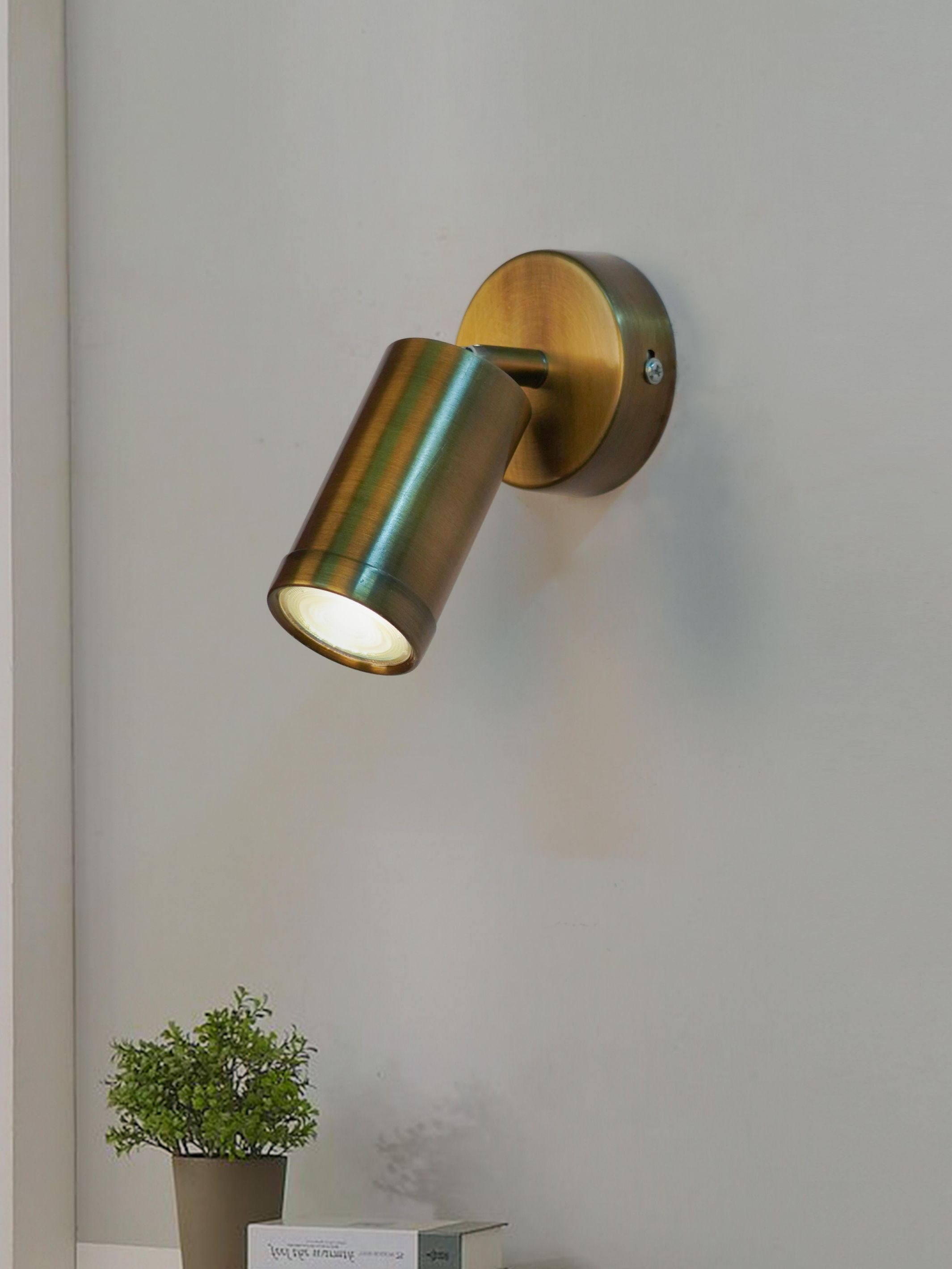 Wall Lamps | Antique-Brass Finished Cylindrical Contemporary Spot Light ...
