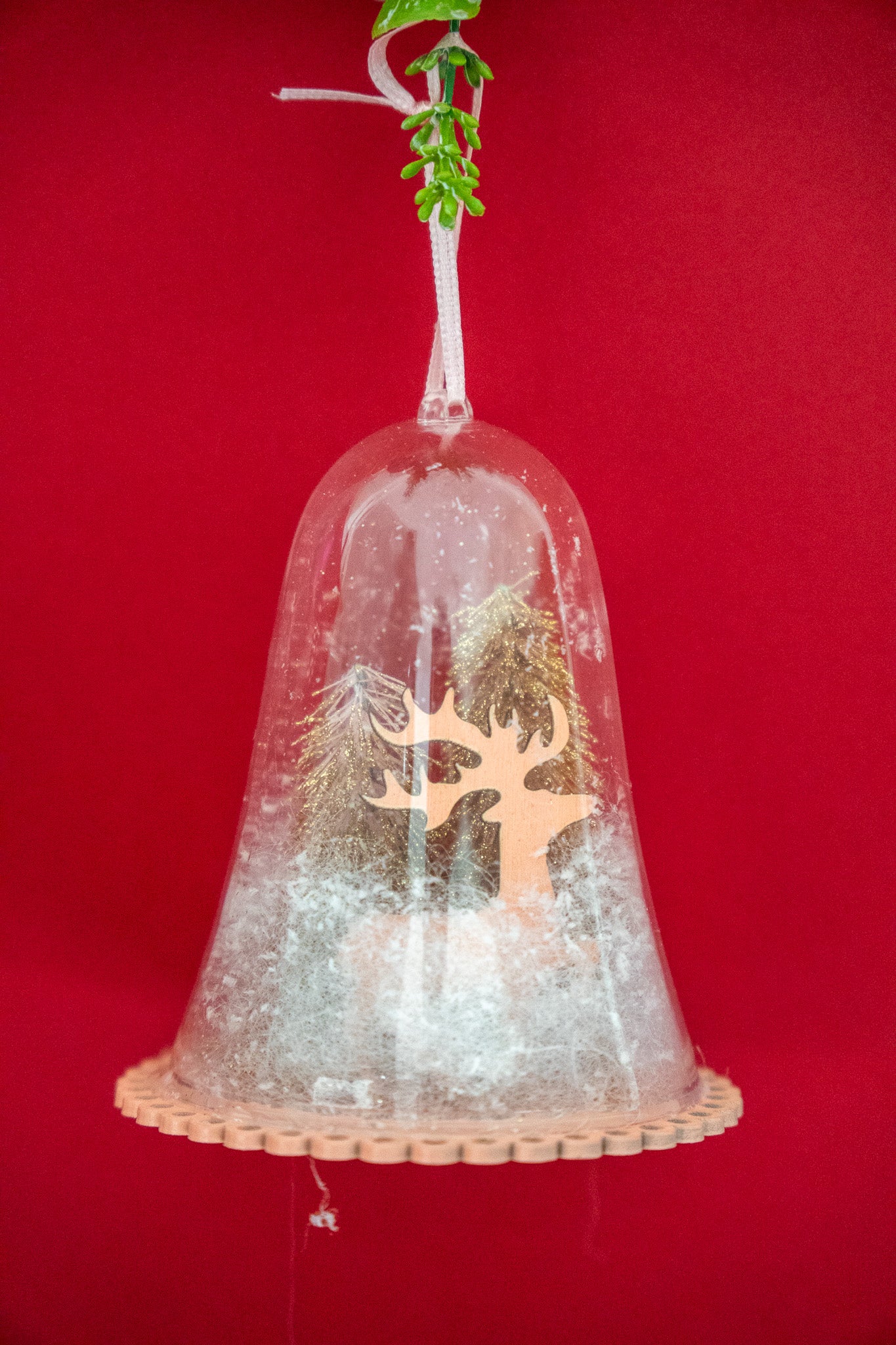 Christmas Decor | Snow Globe Bell Ornament with Reindeer & Trees ...